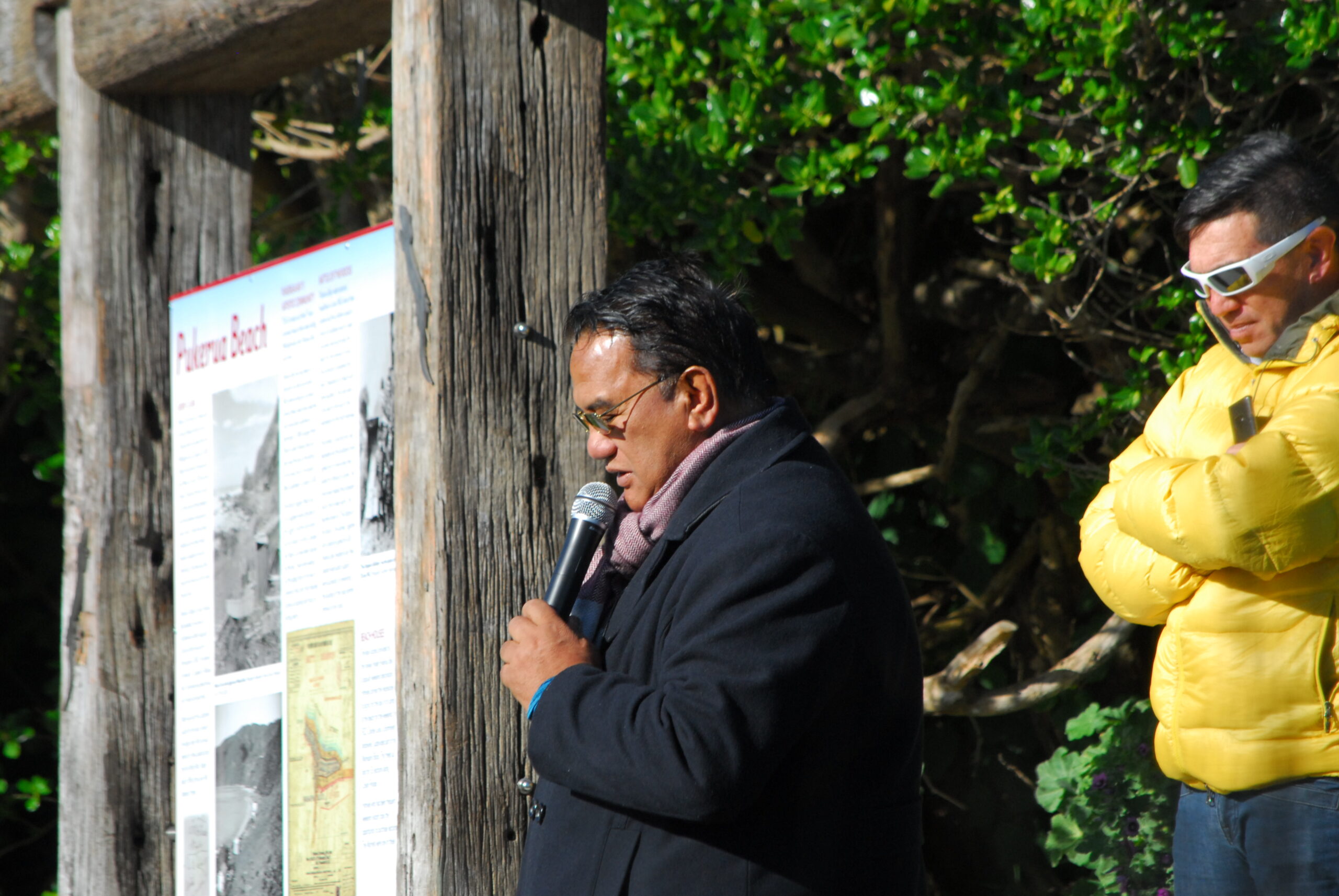 Kaumatua Taku Parai and Mayor Mike Tana at reveal of He Ara Beach ...