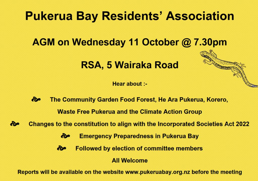 Residents’ Association AGM – Pukerua Bay, New Zealand
